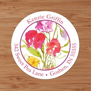 Sweet Pea Flowers - Custom Address Labels or Stickers - Etsy