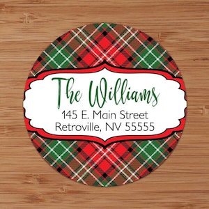Christmas Tartan Plaid - CUSTOM Christmas Address Labels or Stickers - Etsy