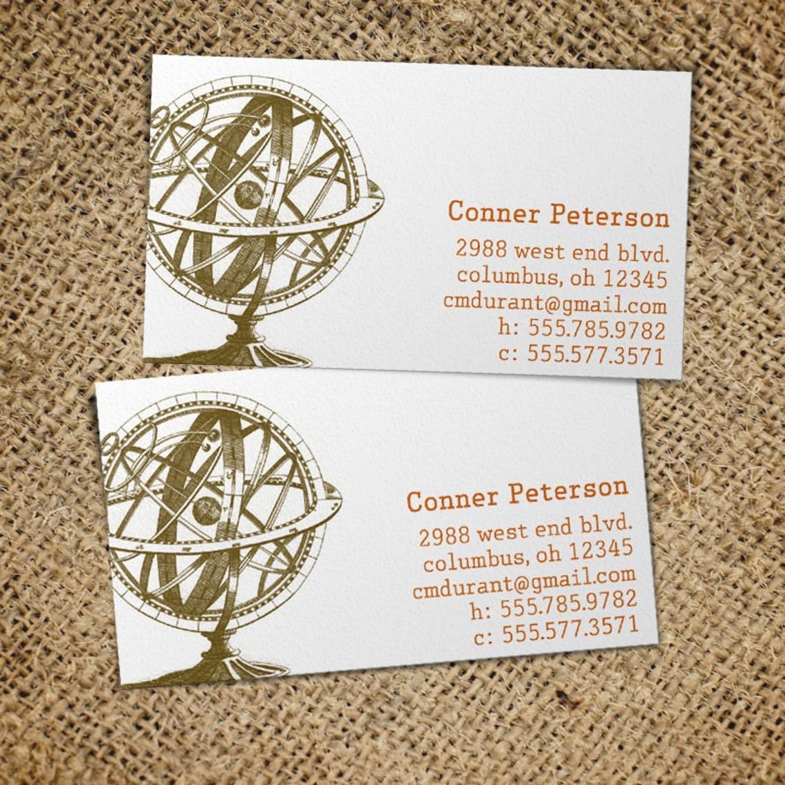 Vintage Globe 50 CUSTOM Round Calling Cards/ Business Cards/ - Etsy