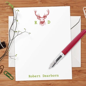 Stag Deer Head - Set of 8 CUSTOM Personalized Flat Note Cards ...