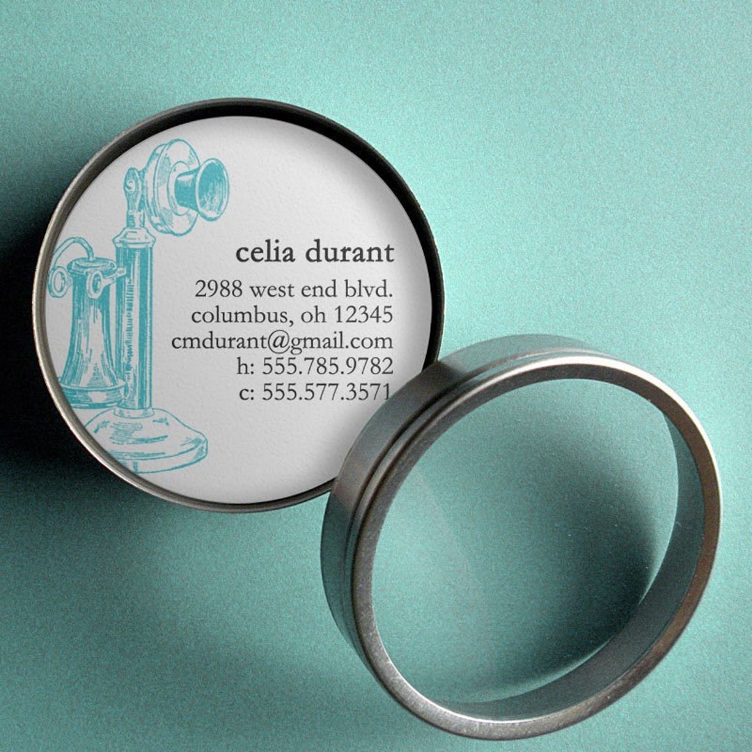 Vintage Candlestick Telephone - 50 CUSTOM Round Calling Cards/ Business ...