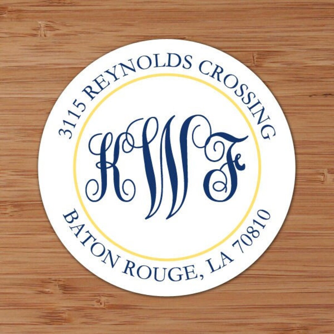 Interlocking Script Monogram Custom Address Labels or Stickers - Etsy