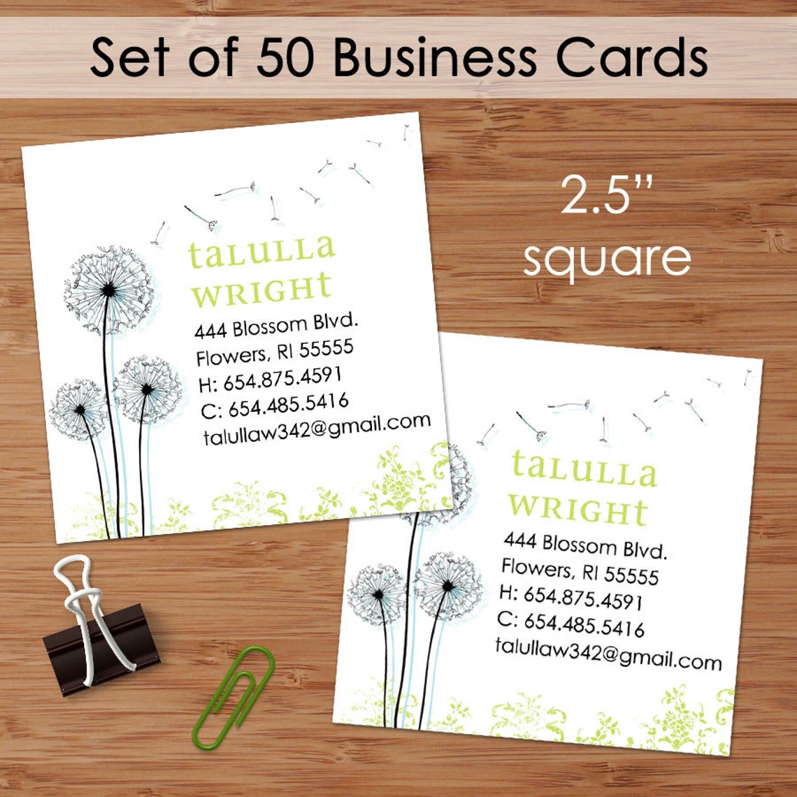 Dandy Dandelion - Set of 8 CUSTOM Personalized Flat Note Cards ...