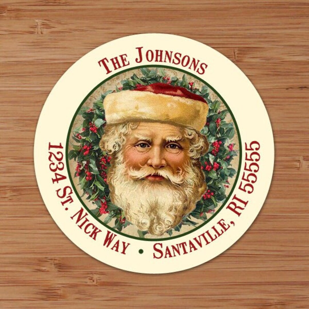 Vintage Santa Claus - CUSTOM Christmas Address Labels or Stickers - Etsy