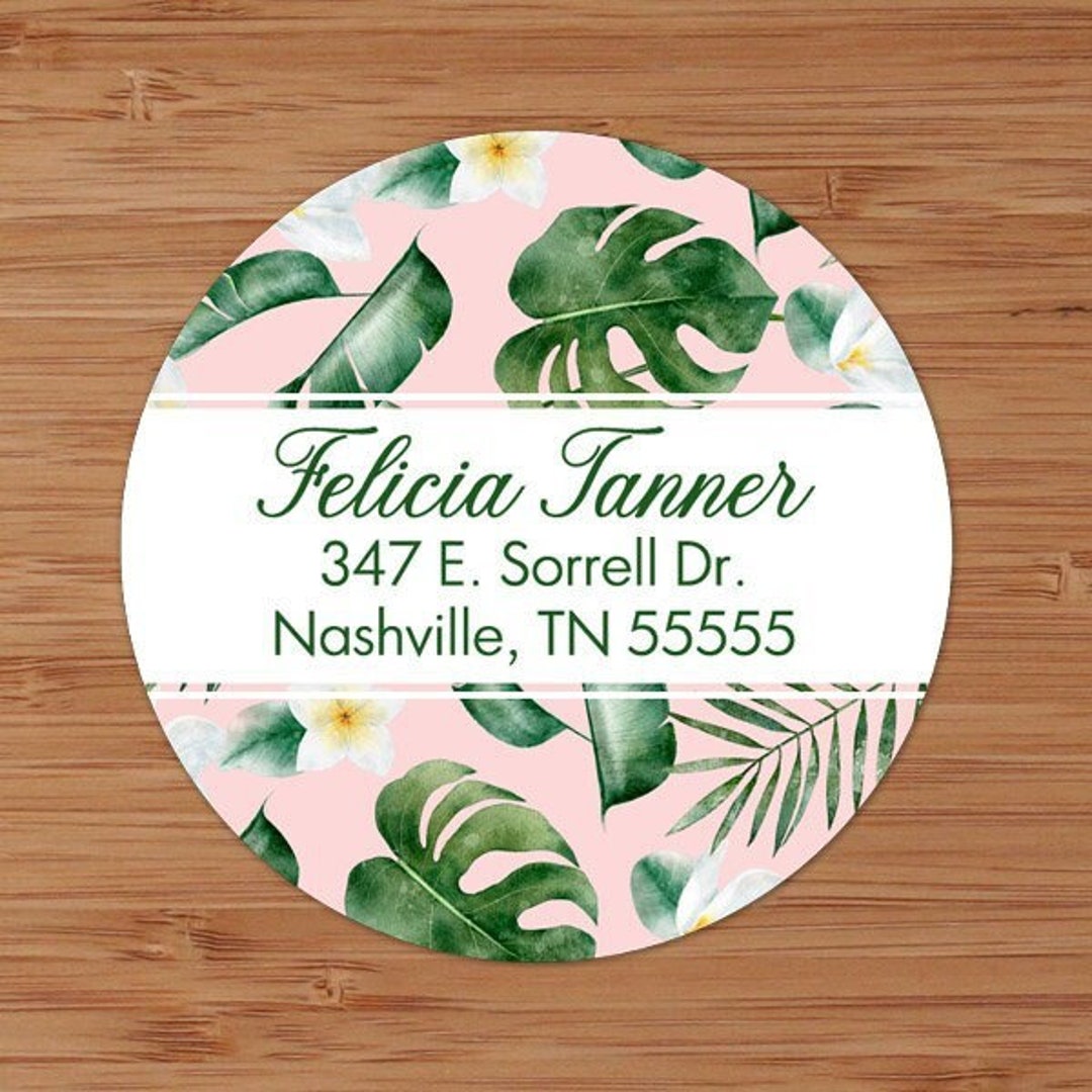 Pink Monstera & Palms Custom Personalized Address Labels or Stickers - Etsy