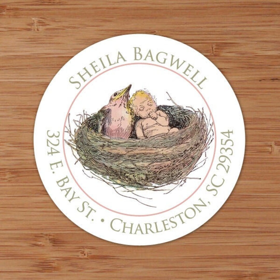Baby Bird Nest - Custom Address Labels or Stickers - Etsy