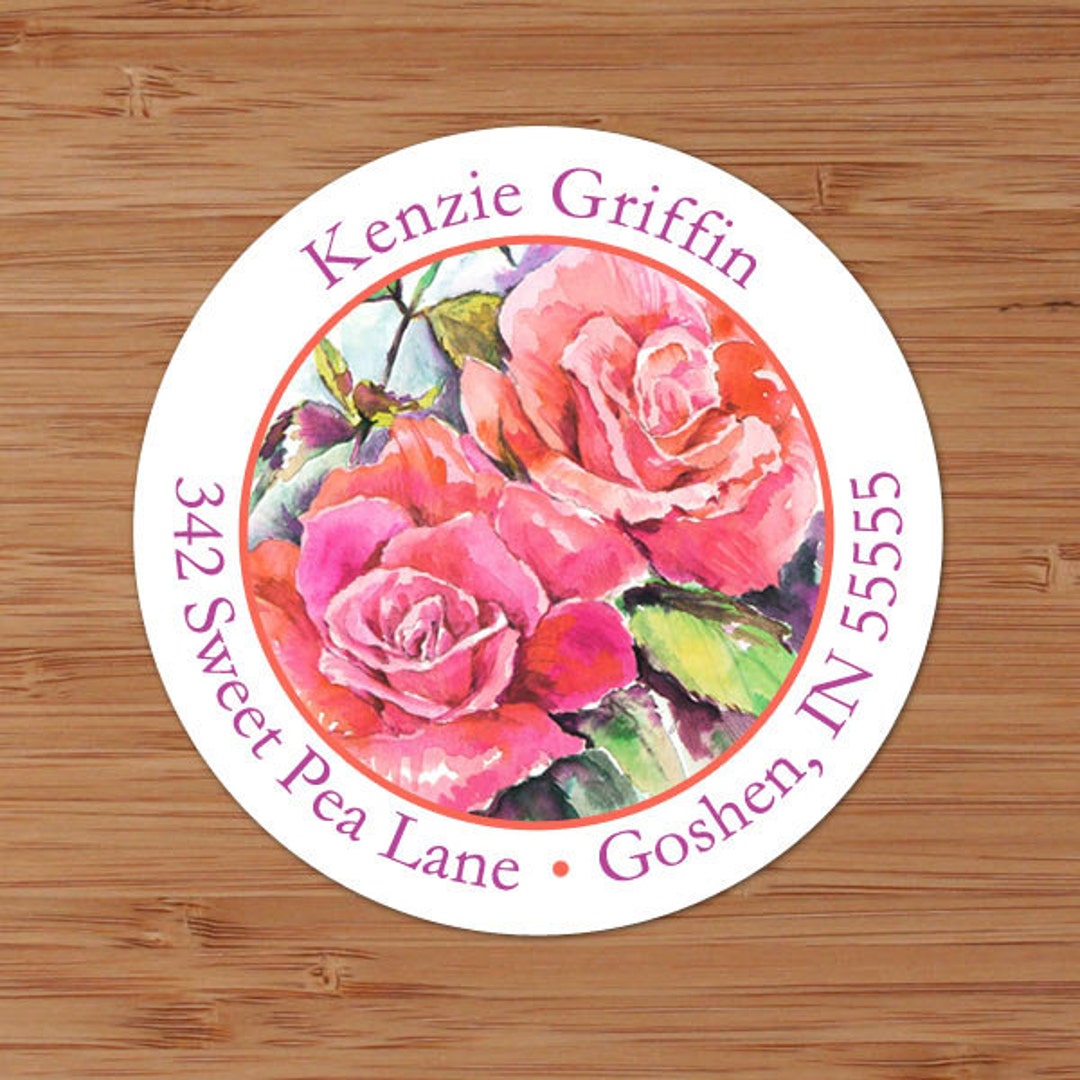 Pink Roses Custom Address Labels or Stickers - Etsy