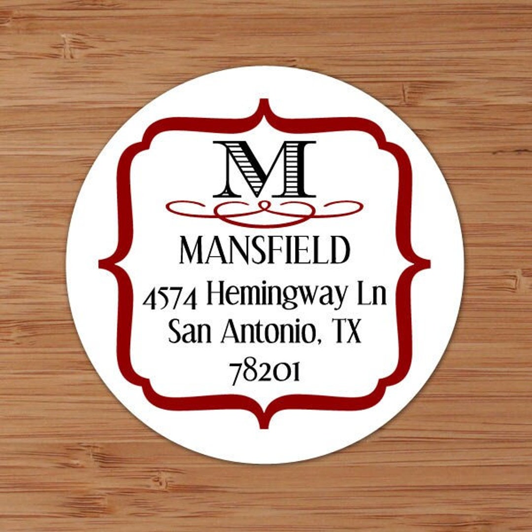 Fancy Bracket Initial Monogram - Custom Address Labels or Stickers - Etsy