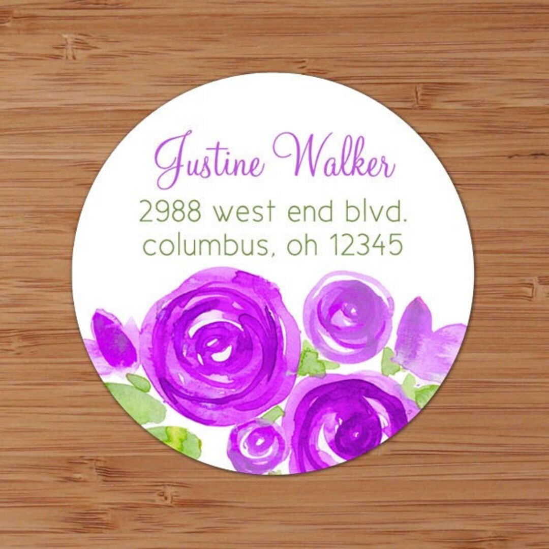 Purple Peonies - Custom Address Labels or Stickers - Etsy