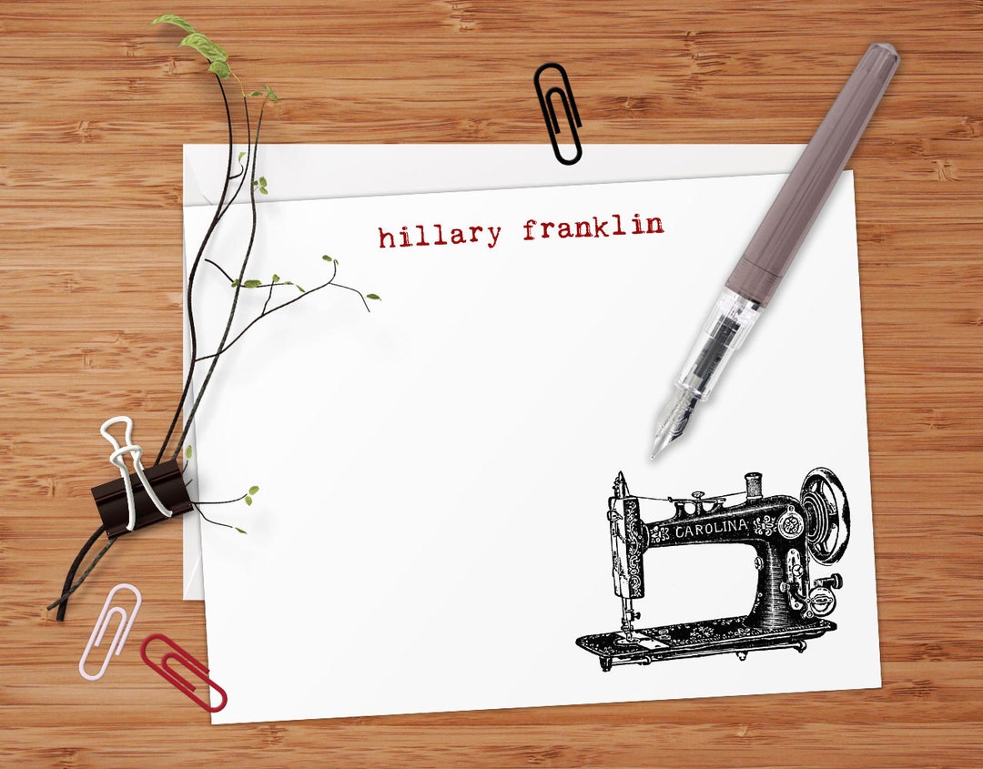 Vintage Sewing Machine - Set of 8 CUSTOM Personalized Flat Note Cards ...