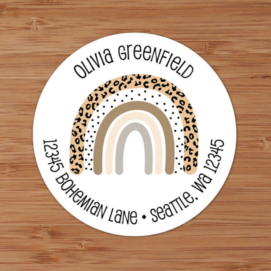 Leopard Print Boho Rainbow Custom Address Labels or Stickers - Etsy