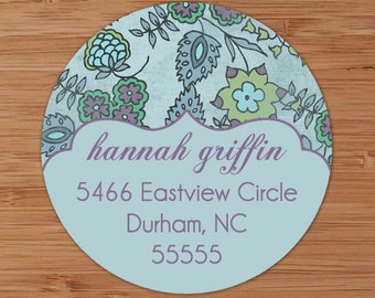 Cool Blue Floral Custom Personalized Address Labels or - Etsy