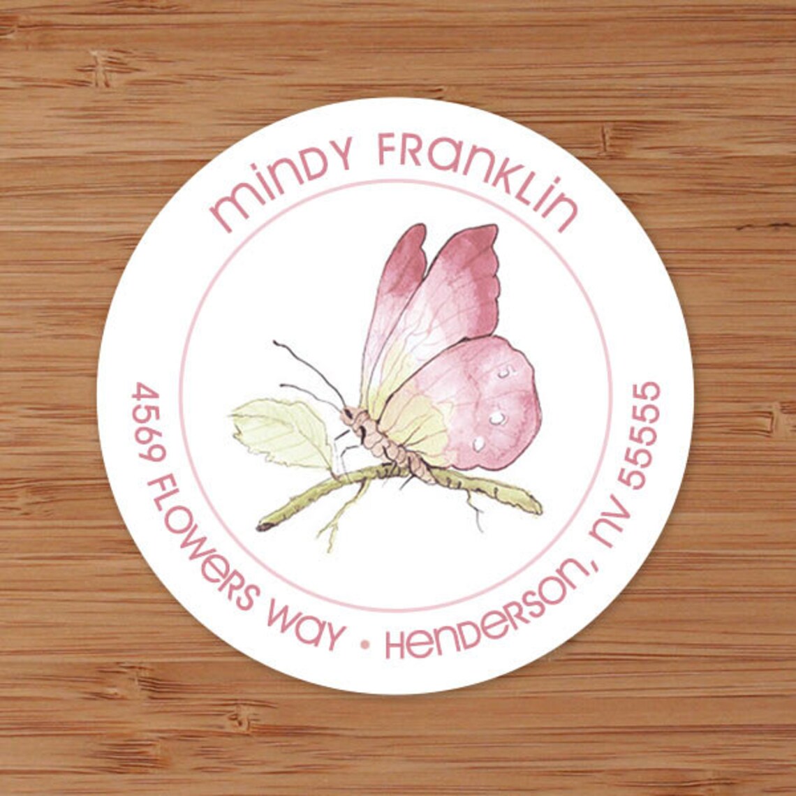 Pink Butterfly Custom Address Labels or Stickers - Etsy