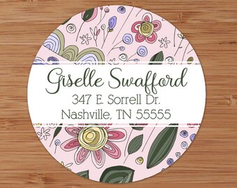Funky Flower Doodles Custom Personalized Address Labels or - Etsy