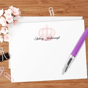 Simple Crown - Set of 8 CUSTOM Personalized Flat Note Cards/ Stationery ...