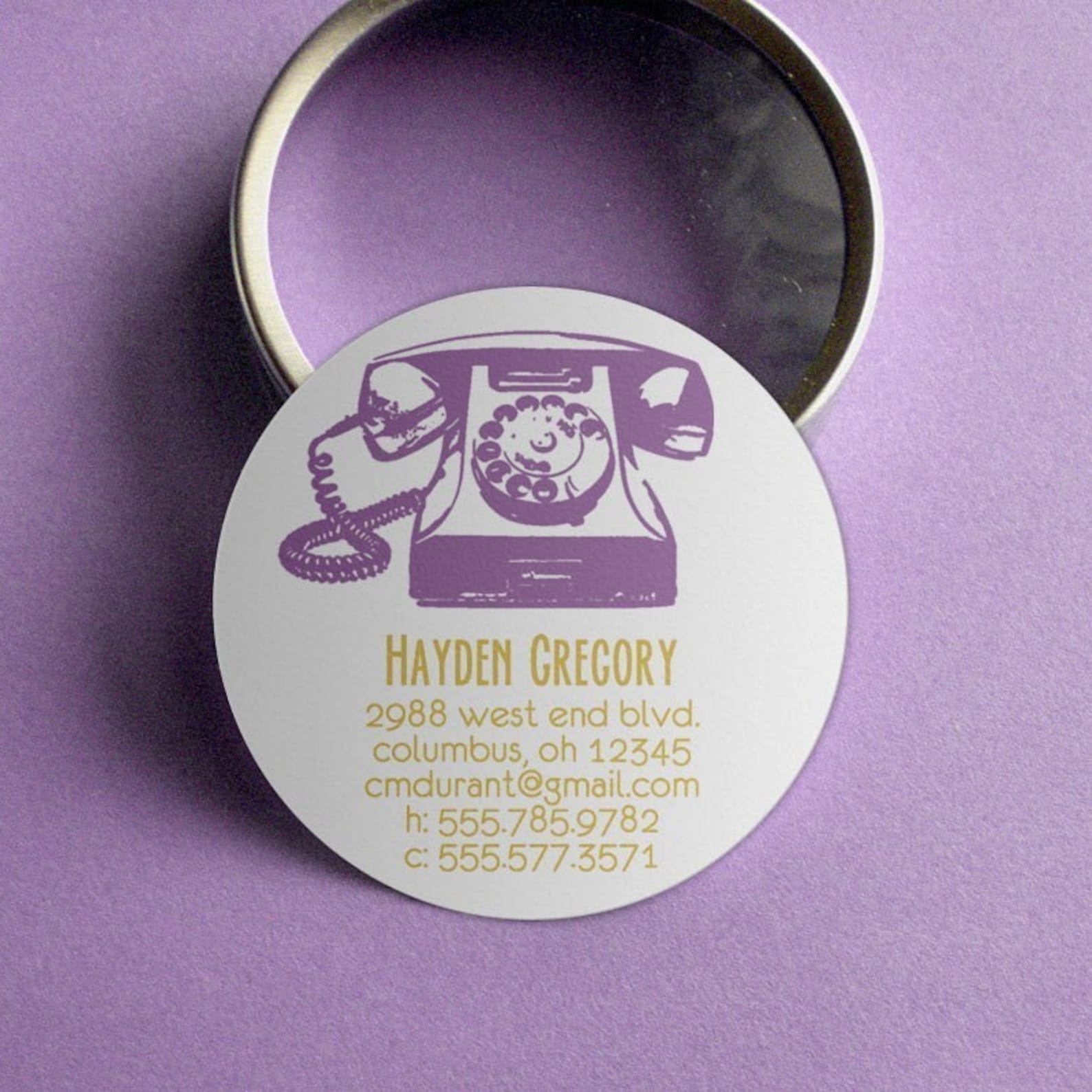 Vintage Rotary Telephone - 50 CUSTOM Round Calling Cards/ Business ...