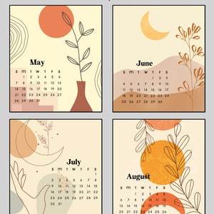 2023 Desk Calendar Modern Boho Designs With Clear Case - Etsy