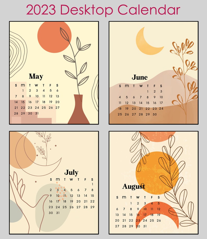 2023 Desk Calendar Modern Boho Designs With Clear Case - Etsy