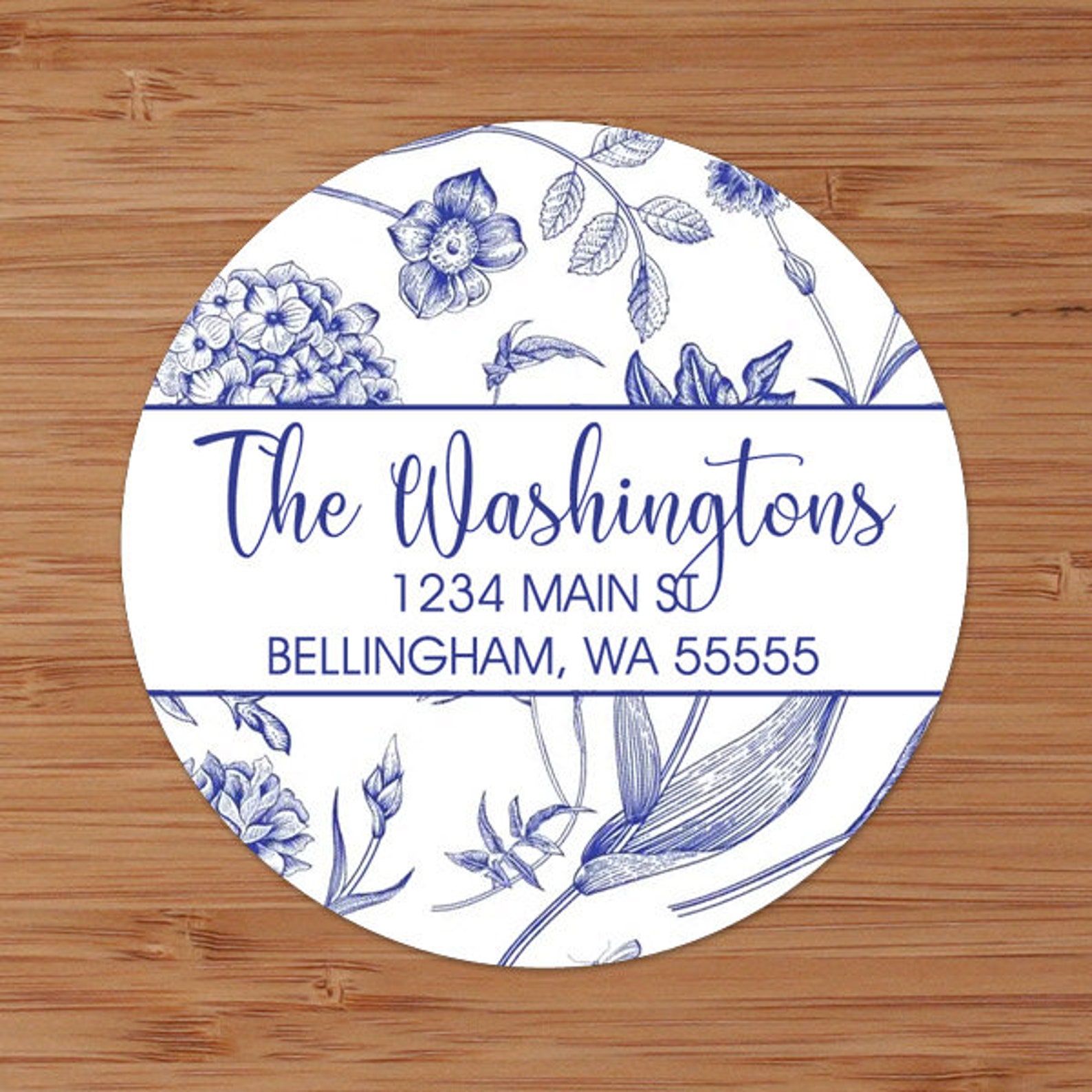 Navy Blue Floral Toile Custom Address Labels or Stickers - Etsy
