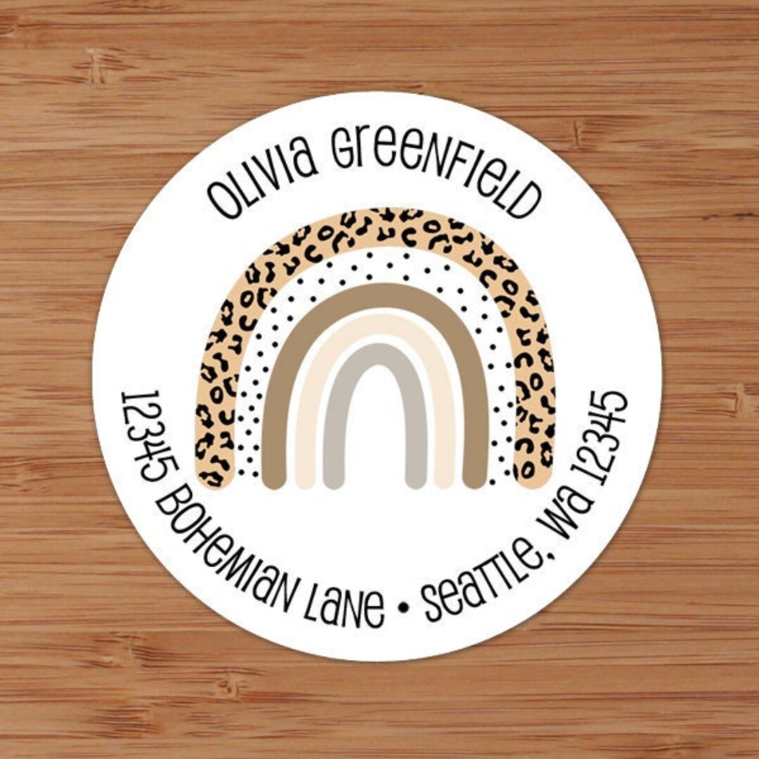 Leopard Print Boho Rainbow Custom Address Labels or Stickers - Etsy