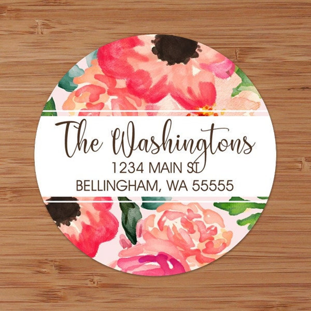 Pink Watercolor Floral - Custom Address Labels or Stickers - Etsy