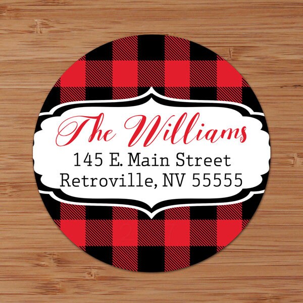 Red and Black Buffalo Plaid Custom Address Labels or - Etsy