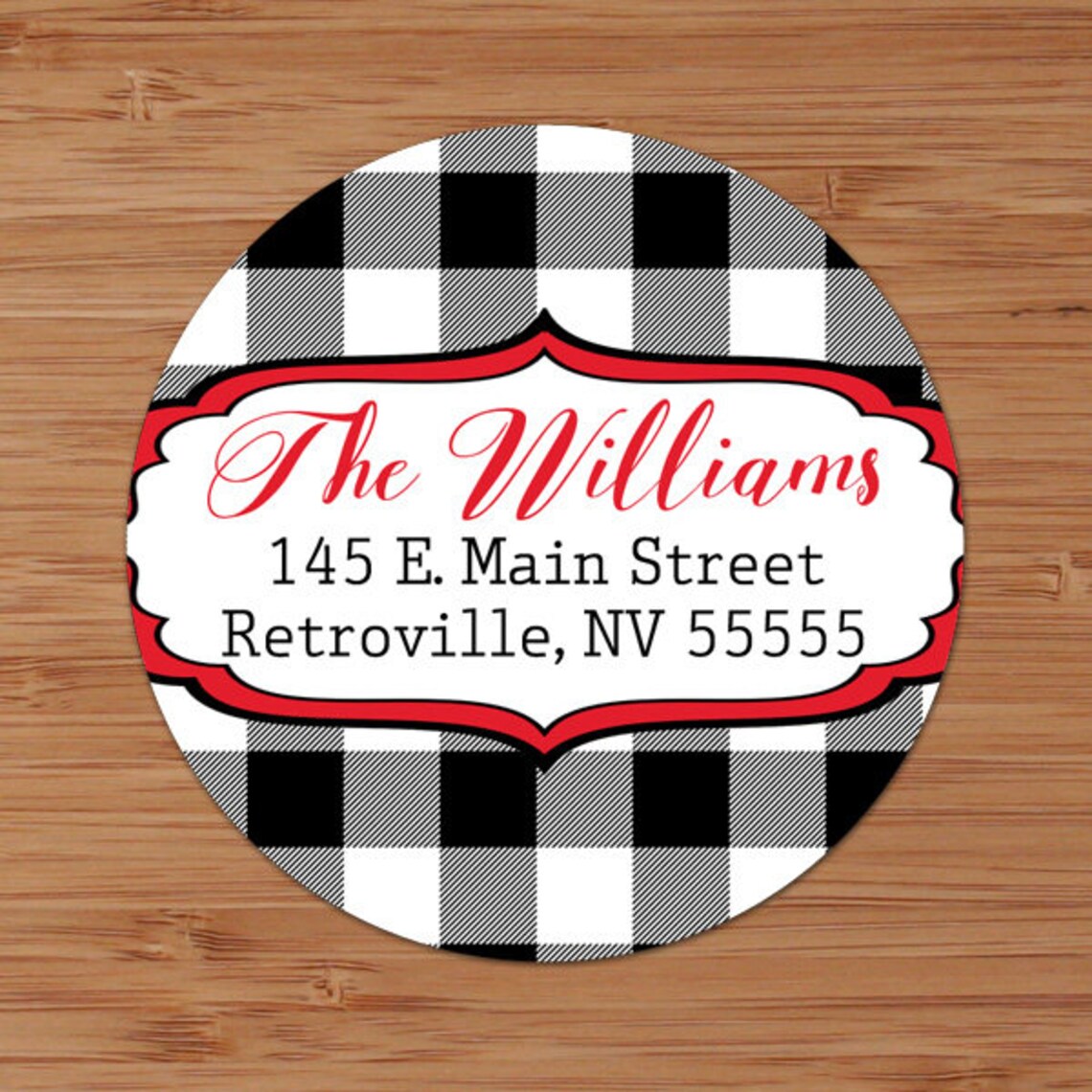 Black and White Buffalo Plaid Custom Address Labels or | Etsy