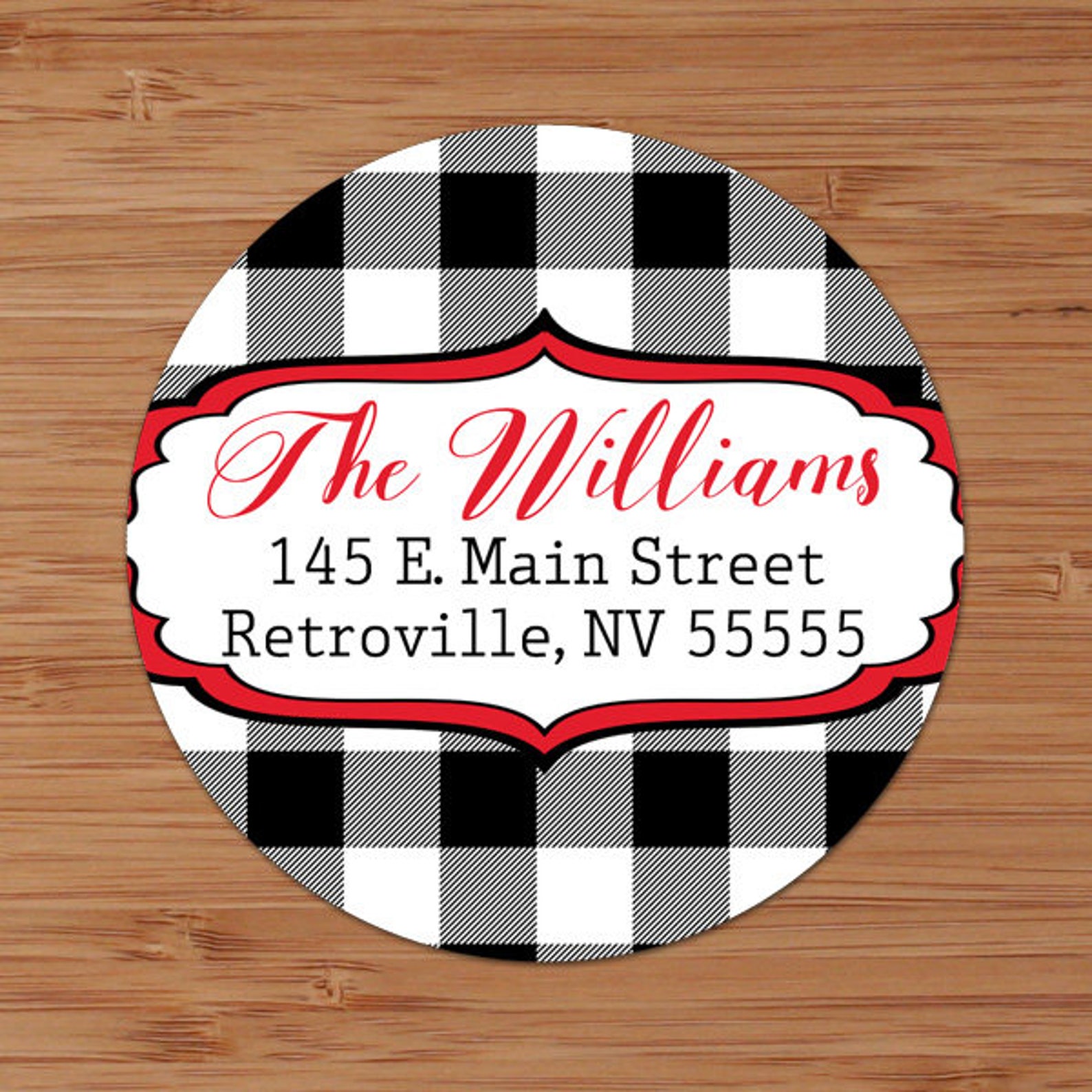 Black and White Buffalo Plaid Custom Address Labels or - Etsy