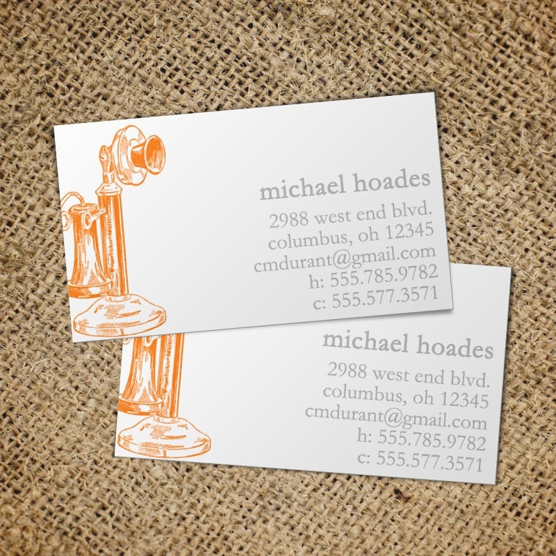 Vintage Candlestick Telephone 50 CUSTOM Round Calling Cards/ - Etsy