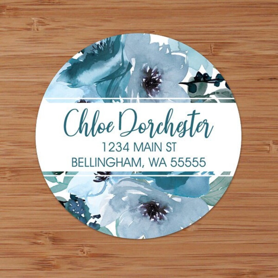 Cool Blue Floral - Custom Personalized Address Labels or Stickers - Etsy