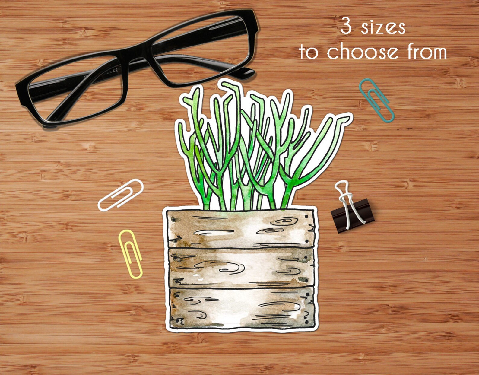 Succulent in Wood Crate Decal Sticker for Laptops Bottles | Etsy