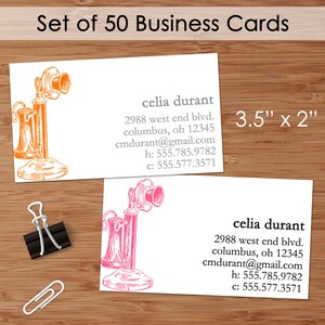 Vintage Candlestick Telephone - 50 Custom Business or Calling Cards - Etsy