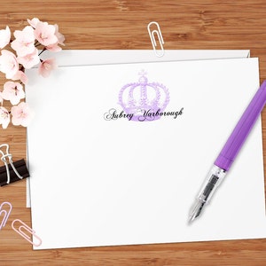 Simple Crown - Set of 8 CUSTOM Personalized Flat Note Cards/ Stationery ...