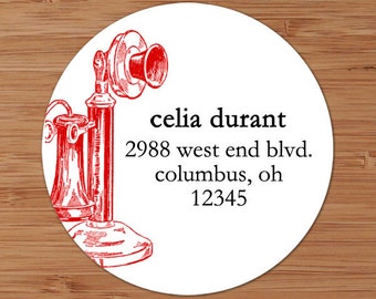 Vintage Rotary Telephone Custom Address Labels or Stickers | Etsy