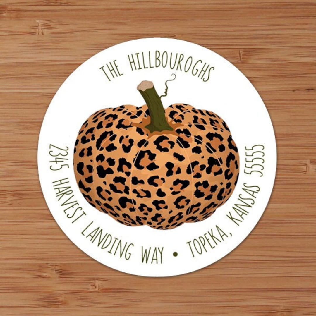 Leopard Print Pumpkin - Custom Address Labels or Stickers - Etsy