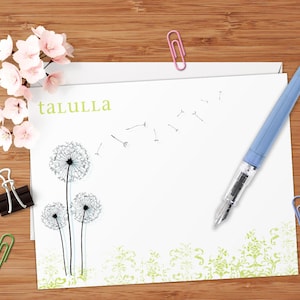 Dandy Dandelion - Set of 8 CUSTOM Personalized Flat Note Cards ...
