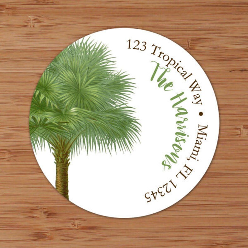 Tropical Palm Tree Address Labels or Stickers | Etsy