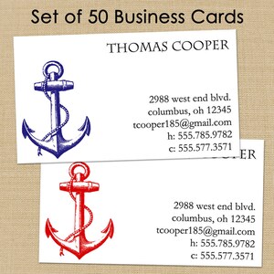 Nautical Anchor - Set of 8 CUSTOM Personalized Flat Note Cards ...