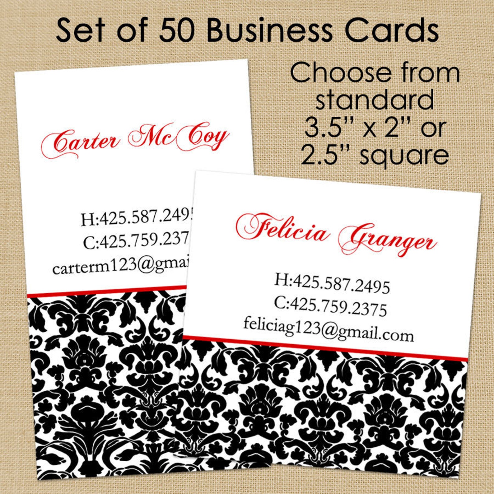 Classic Damask 50 CUSTOMIZABLE Round Calling Cards/ Business | Etsy