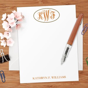 Interlocking Script Monogram - Set of 8 CUSTOM Personalized Flat Note Cards/ Stationery - Etsy