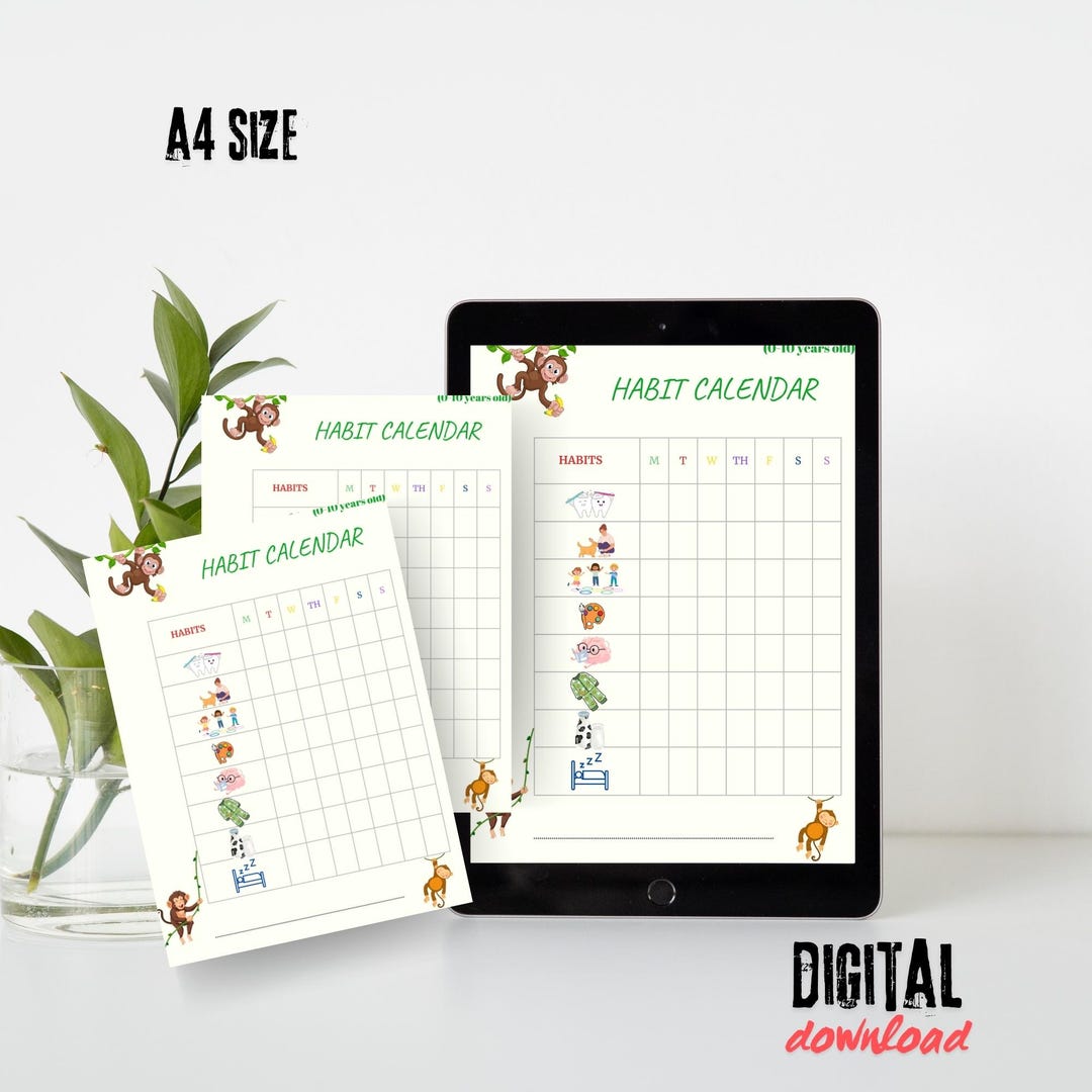 Habit Calendar Digital Download - Etsy UK