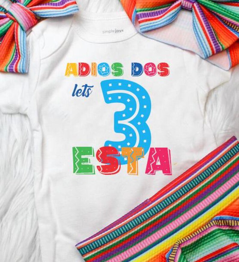Adios Dos, Lets Three-esta, Serape Skirted Bummy and Bow for Baby Girls ...