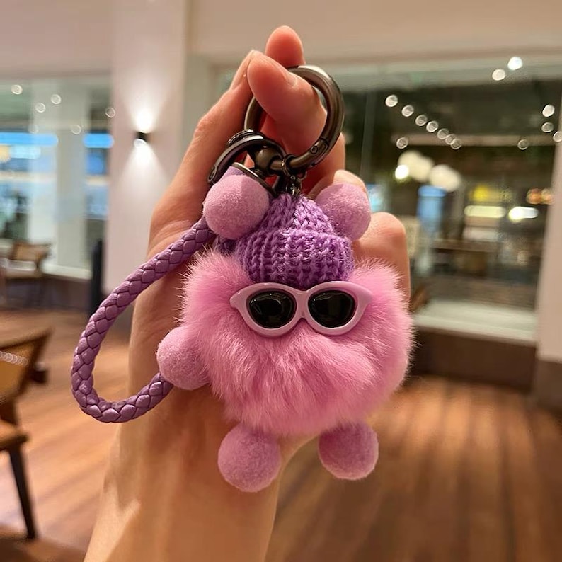 Rex Rabbit Fur Small Soot Car Keychain Pendant, Cute Plush Trendy ...