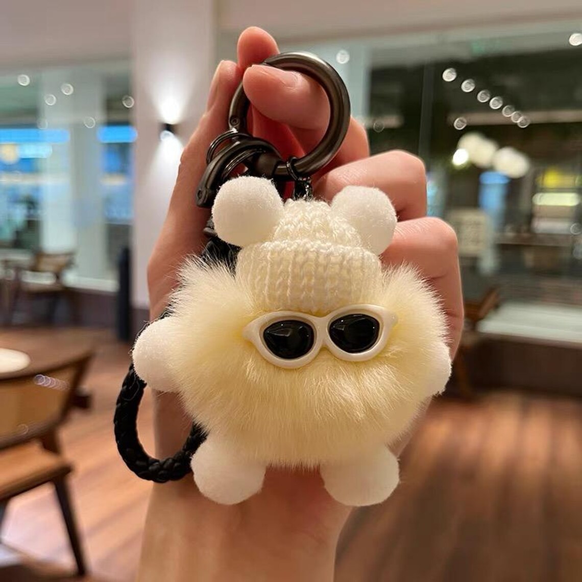 Rex Rabbit Fur Small Soot Car Keychain Pendant, Cute Plush Trendy ...