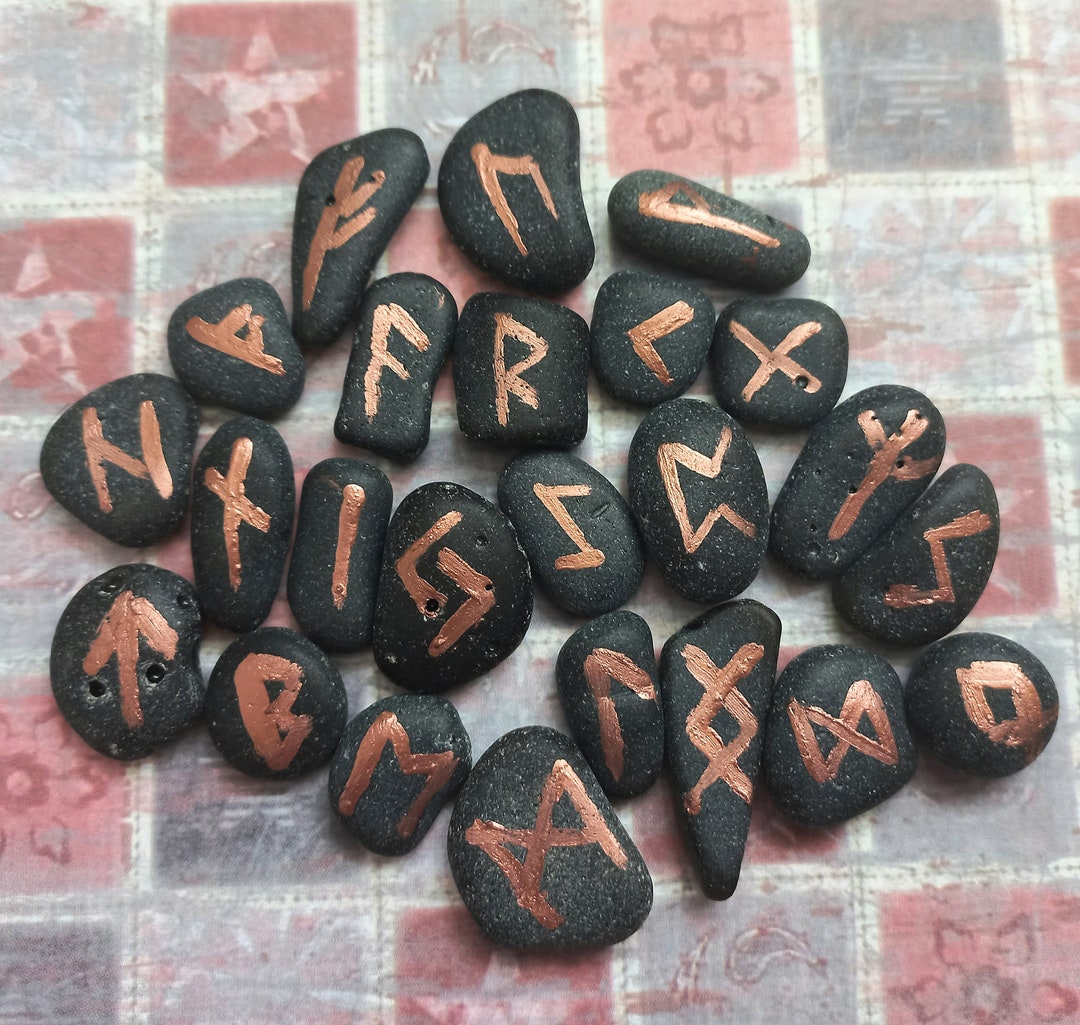 Shop Closing Down! Elder Futhark Runes, Black Sea Glass. "pirate Sea ...