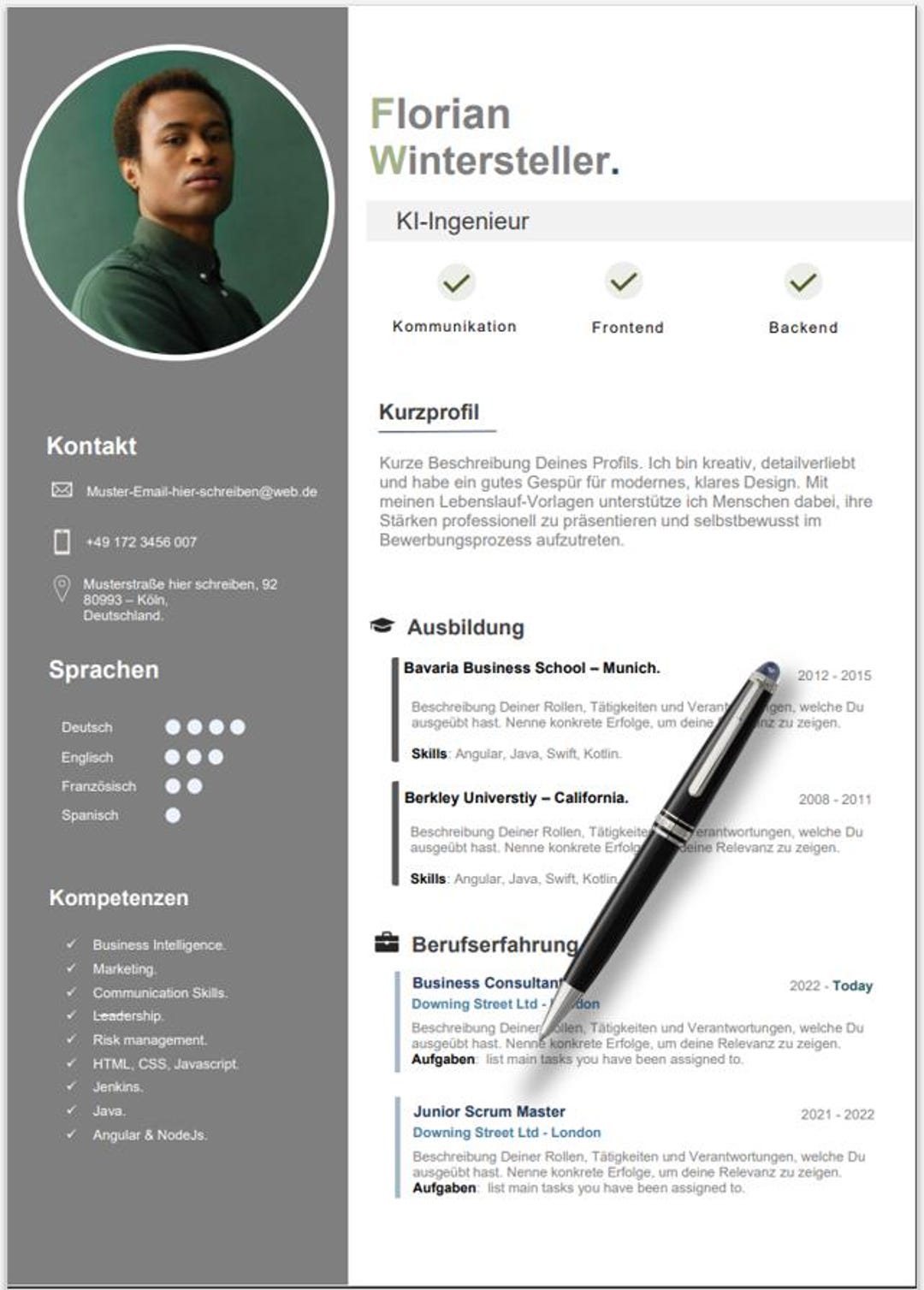German CV Template | Application Template With Cover Letter and Cover ...