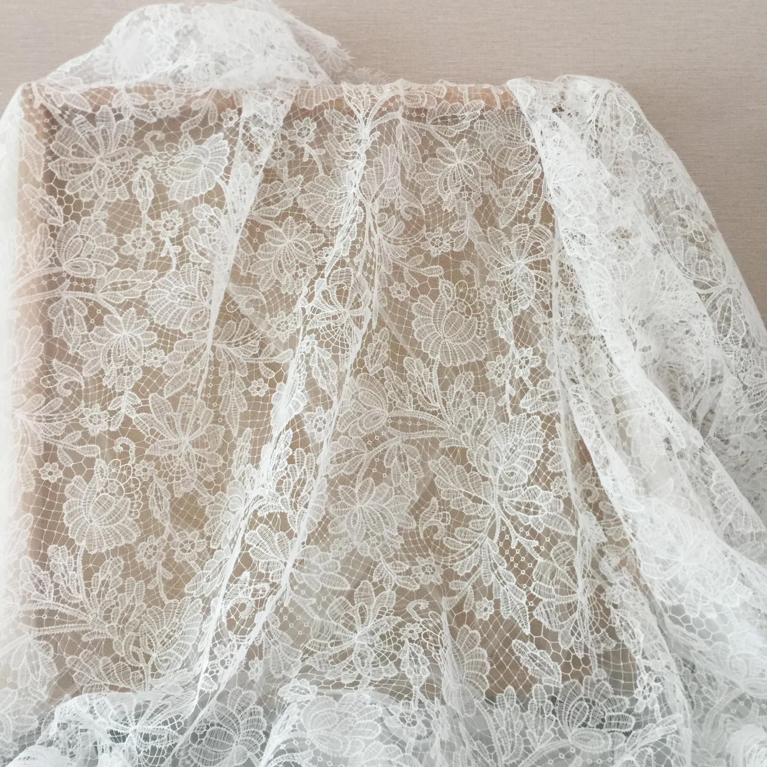 Embroidered Hollow Chantilly Lace, 1 Meter, Flower Pattern, White for ...
