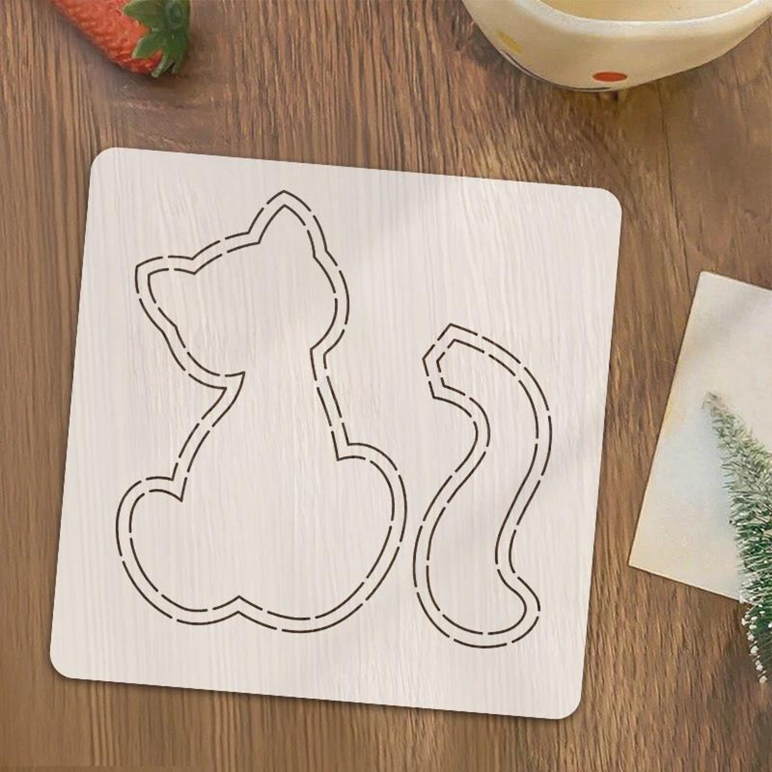 Crooked Head Cat Template, Sturdy Plastic Stencil, for DIY Craft Sewing ...