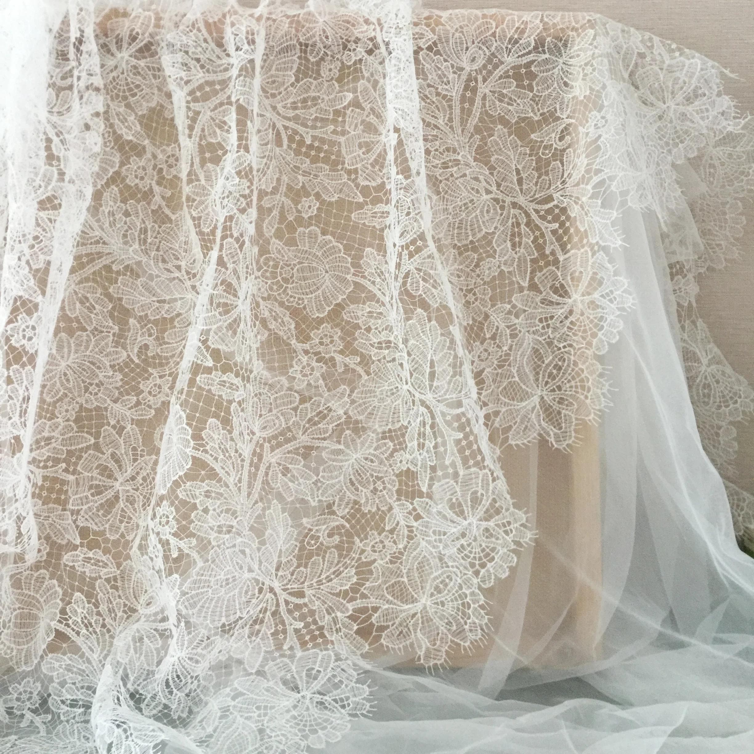 Embroidered Hollow Chantilly Lace, 1 Meter, Flower Pattern, White for ...