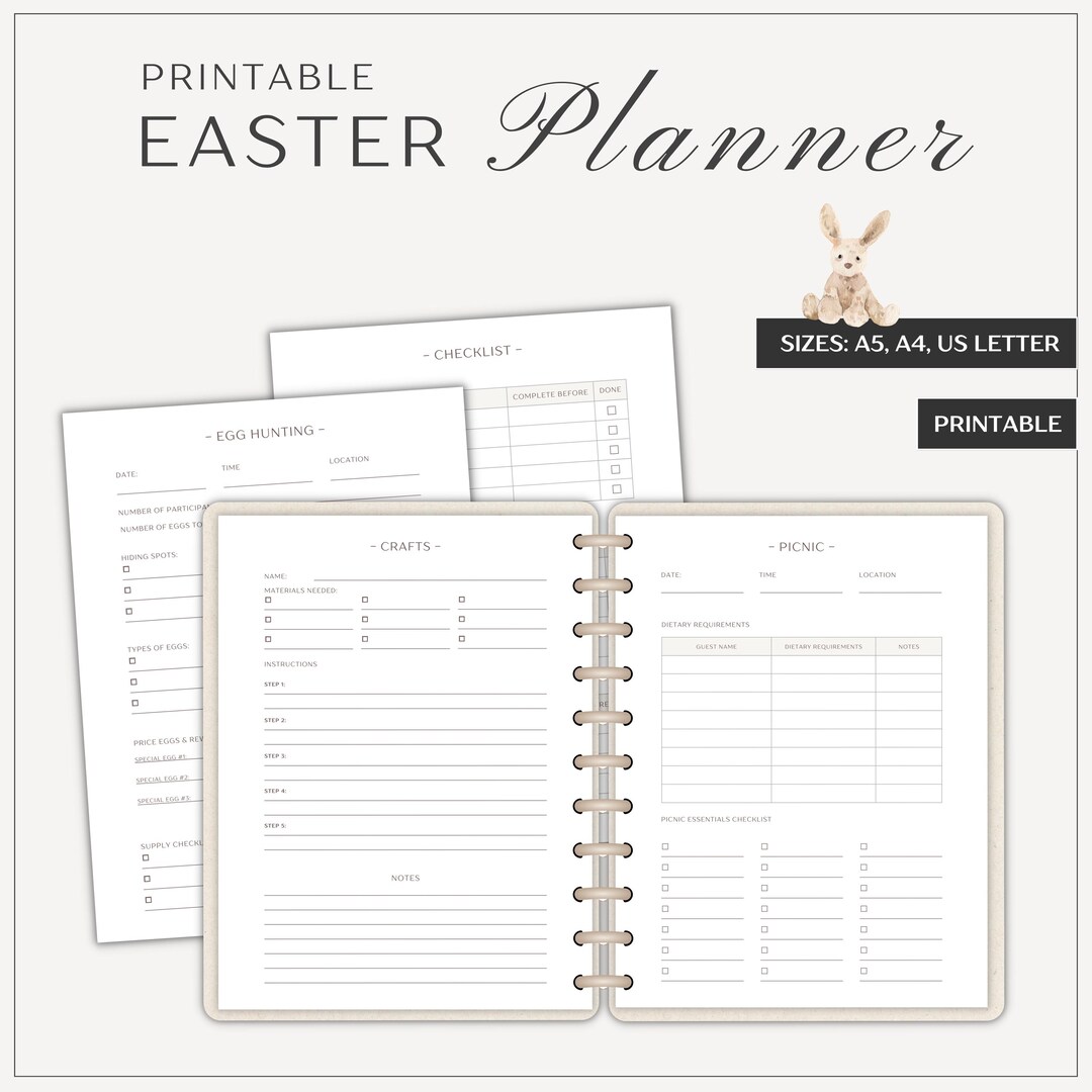 Printable Easter Planner | Easter Expense Tracker | Easter Meal Planner ...